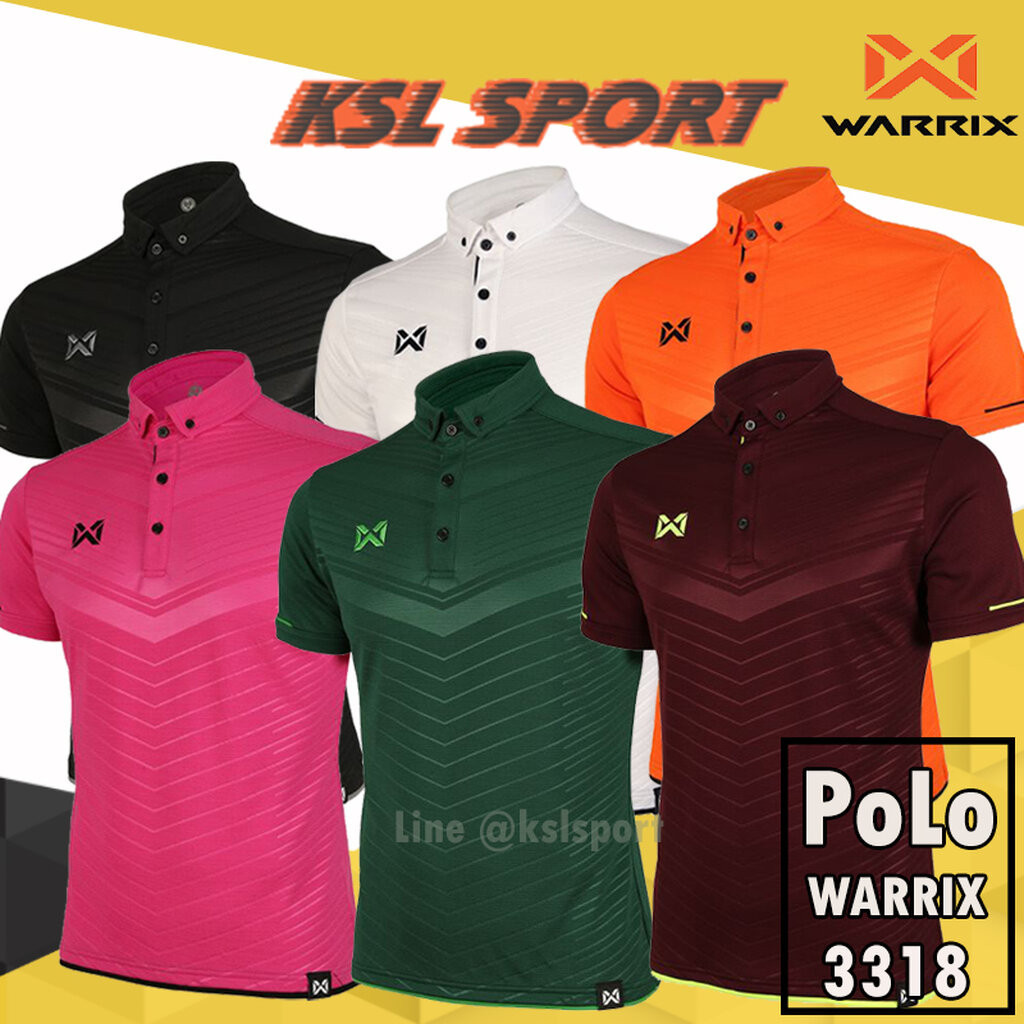 Warrix เสื้อโปโลวาริกซ์แขนสั้นพิมพ์ลาย WA-3318 LAVIDA - สีดำ/ขาว/ส้ม/ชมพู/บานเย็น/เลือดหมู/เขียว ...