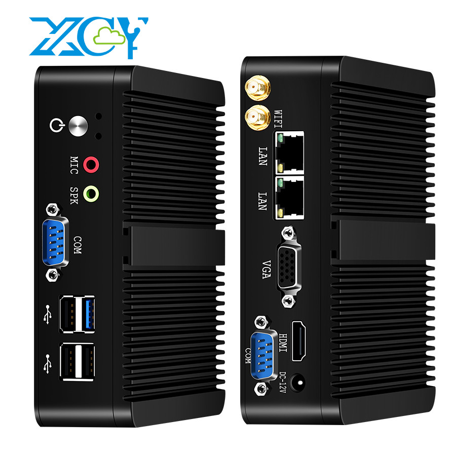 Fanless Mini PC J1900 Quad-Cores 2.0GHz 2x RS232 2x LAN Linux Embedded IoT Industrial Computer ...