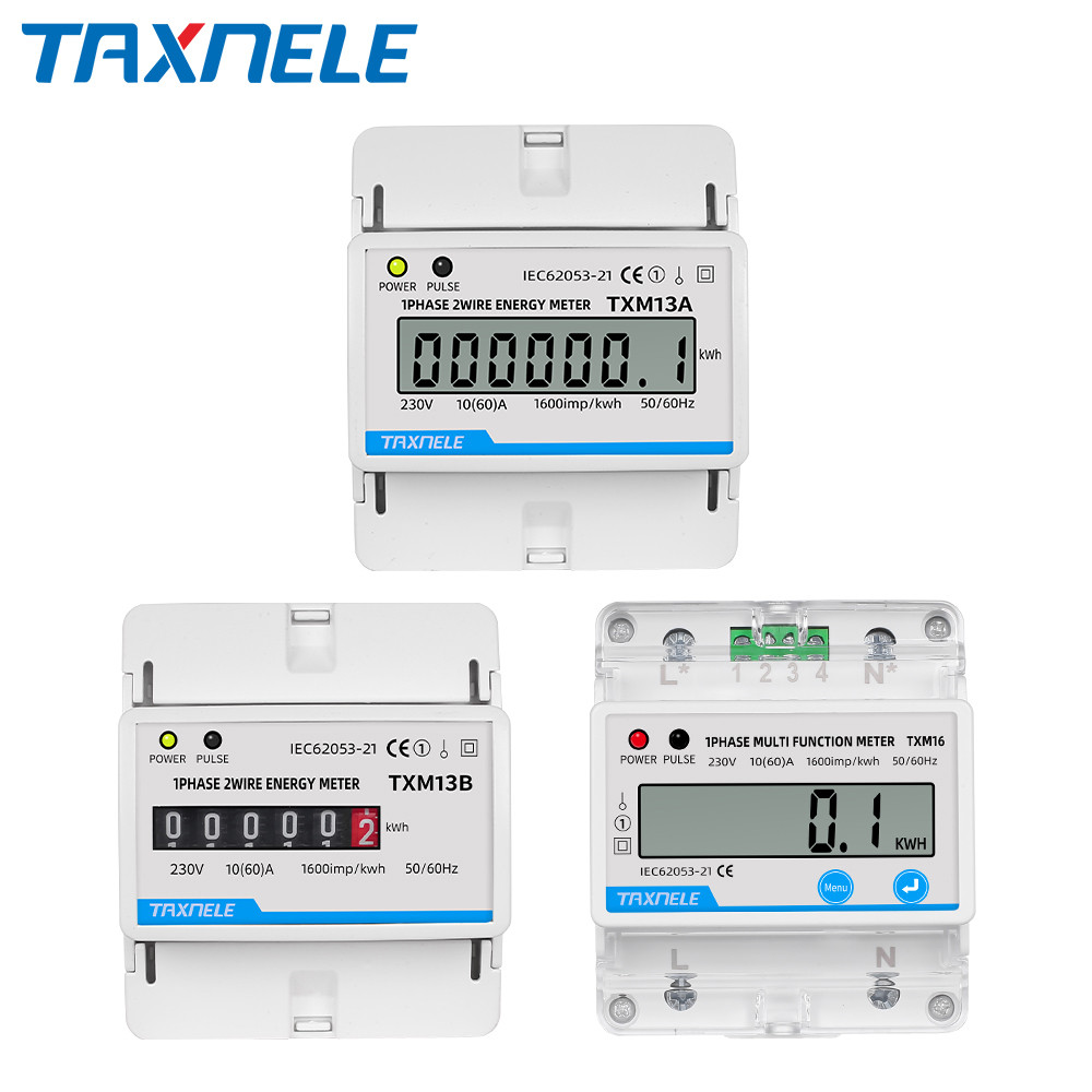 Din Rail Digital Power Energy Meter เฟสเดียว 2 สาย kWh AC 230V โวลต์ ...