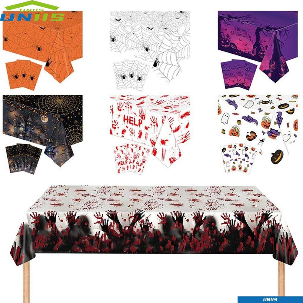 Uniis ผ้าปูโต๊ะฮาโลวีน, ตกแต่งโต๊ะ Bronzing ผ้าปูโต๊ะแบบใช้แล้วทิ้ง, การ์ตูนพลาสติกฟักทอง Ghost ...