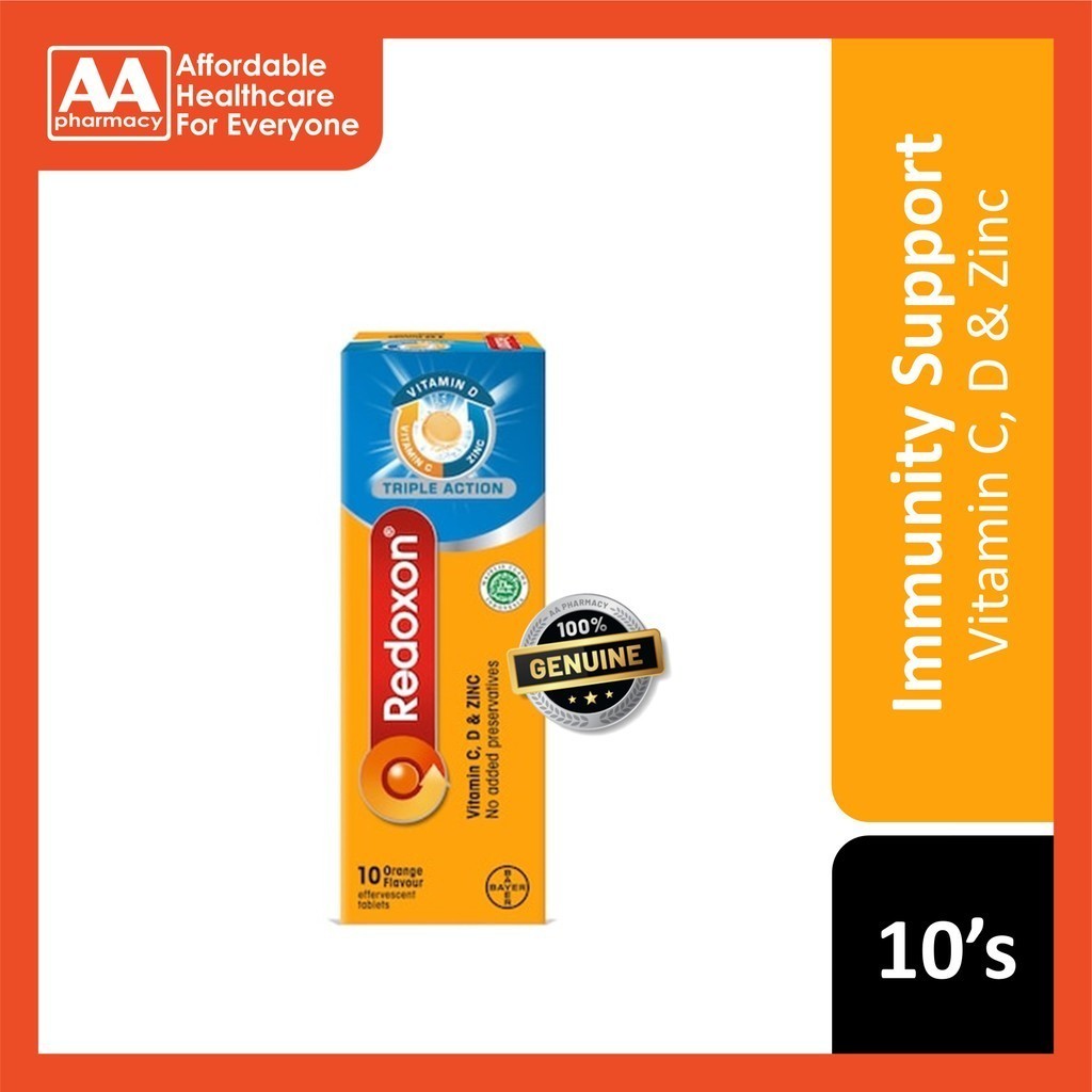 Redoxon Triple Action (Vit C + Vit D + Zinc) ส้มฟู่ 10s | Shopee Thailand