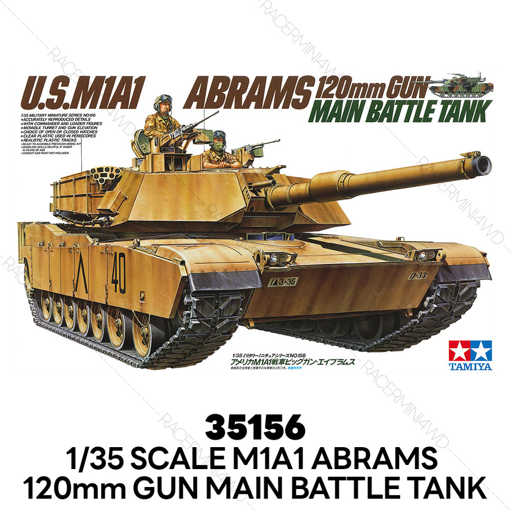 TAMIYA 1/35 Model KIt M1A1 Abrams 120mm Gun Main Battle Tank 35156 ...