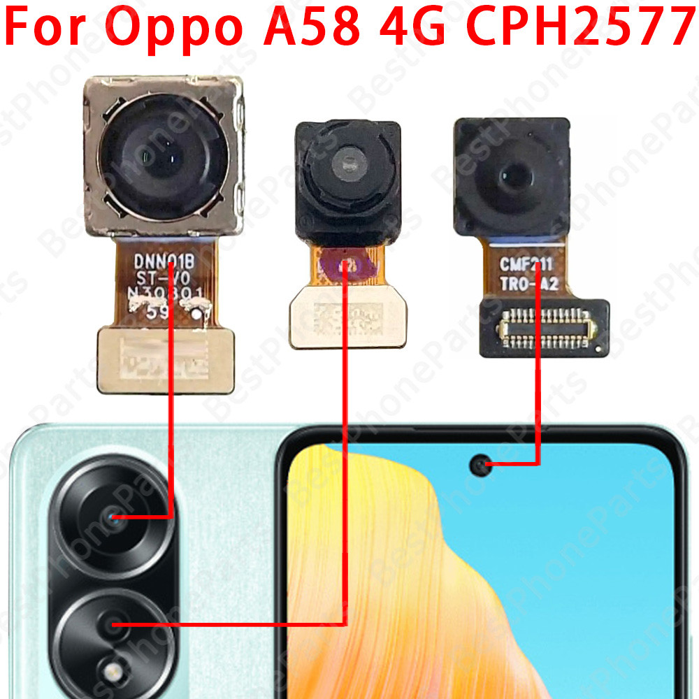 กล้องเซลฟี่และหลังด้านหน้าสําหรับ Oppo A58 4G CPH2577 หลัก Facing กล้อง ...