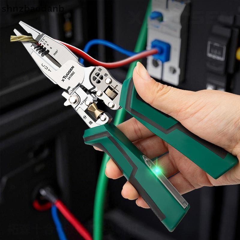[shnzbaodanb] เครื่องปอกสายไฟ 10 In 1 พร้อมฟังก์ชั่นการวัดไฟฟ้าคีมปอกสายไฟสําหรับตัดและดึงลวด ...