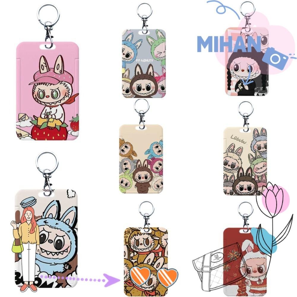 Mh Labubu Card sleeve, PVC มาพร้อม Lanyard Student Bus Card, ภาพการ์ตูน ...