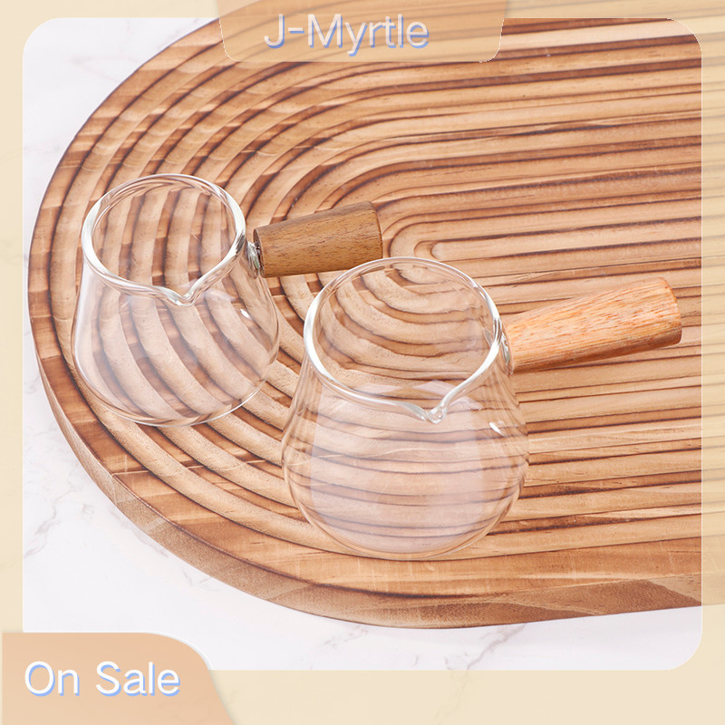 J-myrtle 60/110ML ไม้ Handle Single Pour Spout ทนความร้อนแก้วถ้วยตวงถ้วยกาแฟแก้ว Espresso ...