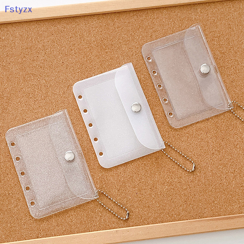 Fstyzx M5 A8 ห้าหลุมหลวมผู้ถือบัตรกรณี PVC โปร่งใส Glitter กระเป๋าเก็บหมายเหตุหนังสือด้านใน ...