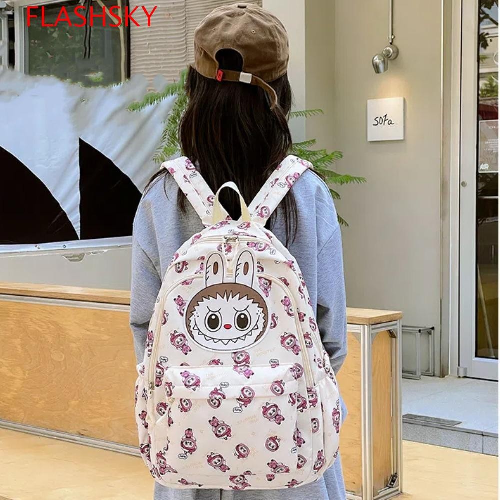 Flashsky Labubu Backpack, Nylon Full Color Labubu Daypack, School Bag ...