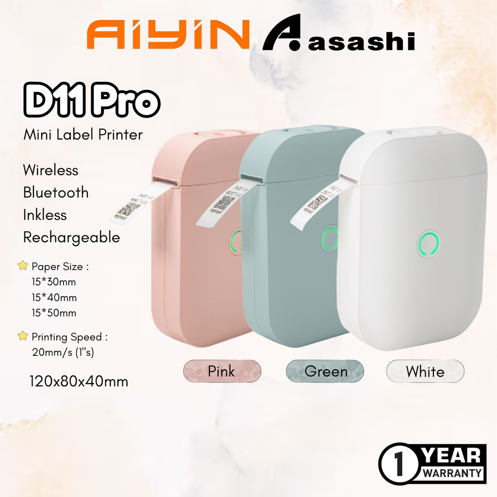 Aiyin D11 Pro เครื่องพิมพ์ฉลากไร้สายแบบพกพา 0.5" | Shopee Thailand
