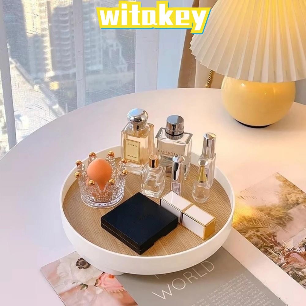 ถาด WITAKEY, ถาดเคาน์เตอร์โต๊ะเครื่องแป้งไม้แบบวงกลม, ถาดชั้นวางนอร์ดิกที่วางเครื่องสําอาง ...