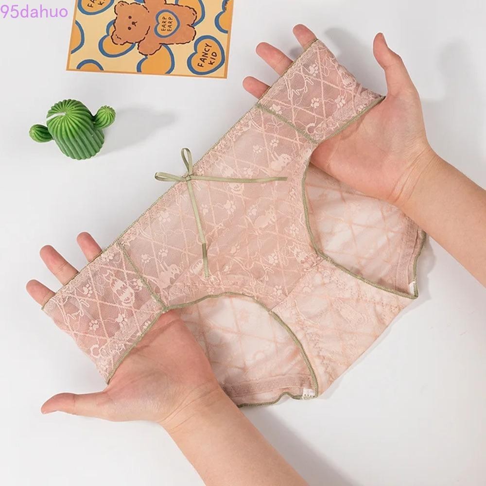 Dahuo ลูกไม้กลางเอวตาข่ายกางเกงดอกไม้,โปร่งใส Bownot ผู้หญิงลูกไม้บางกางเกงไม่มีรอยต่อ,กางเกง ...