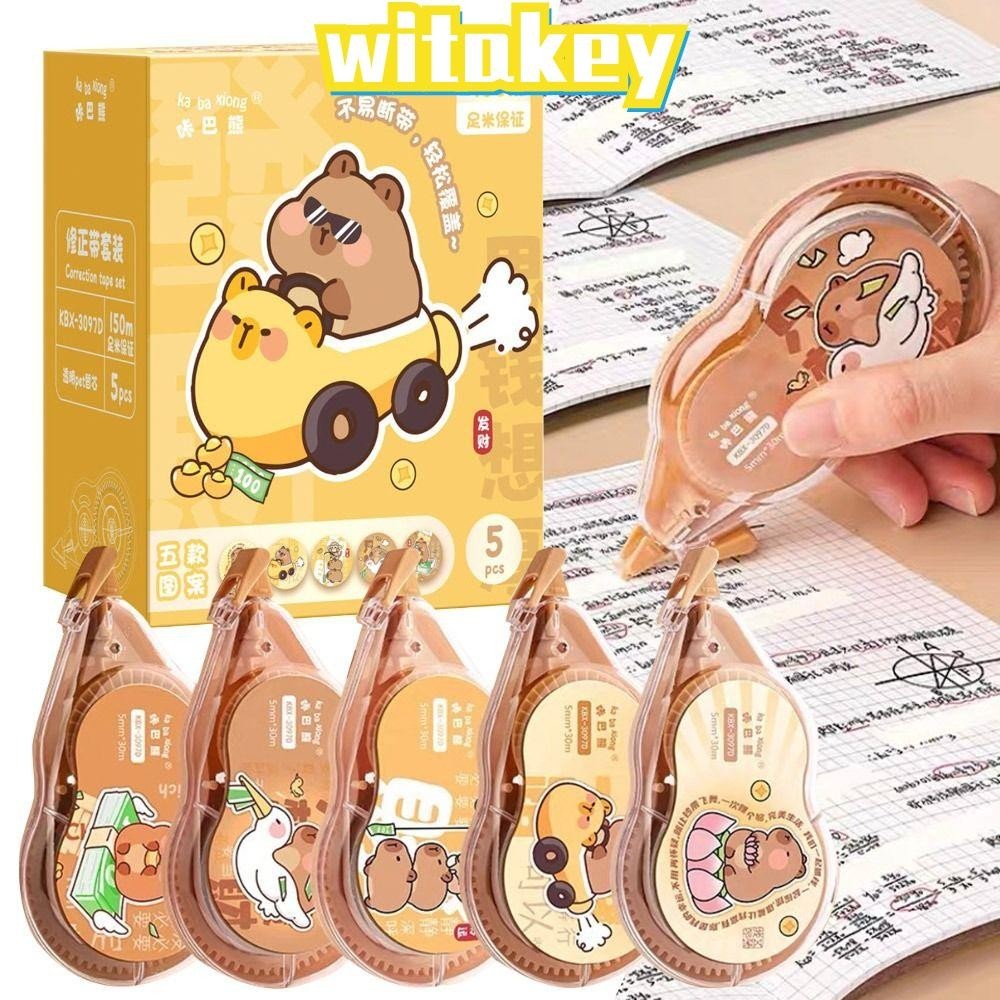 Witakey เทปลูกกลิ้ง, เทปลบคําผิด Capybara ครอบคลุมที่แข็งแกร่ง, อุปกรณ์เครื่องเขียน 5 มม. 30M ...