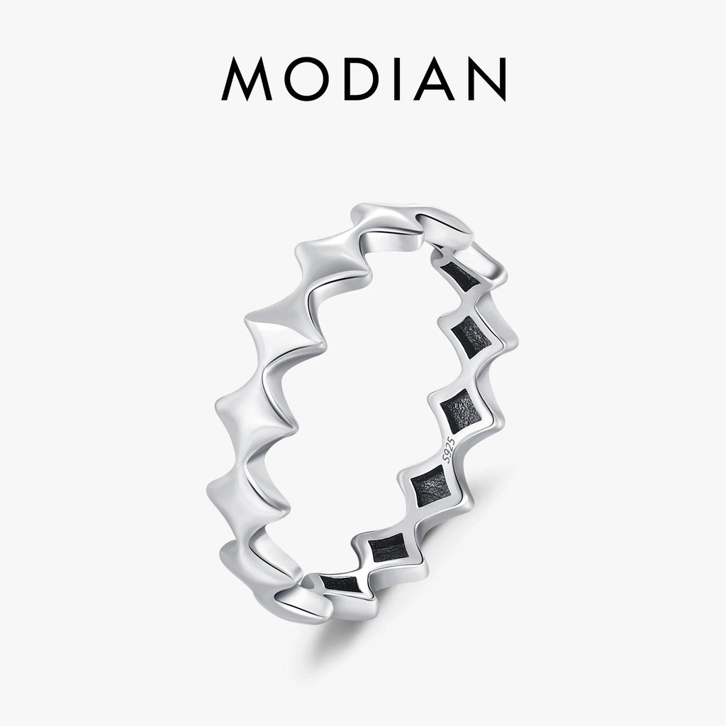 Modian 925 เงินสเตอร์ลิง Vintage ดาว Eternity Stackable Finger แหวน Retro ประณีตแหวนผู้หญิง ...
