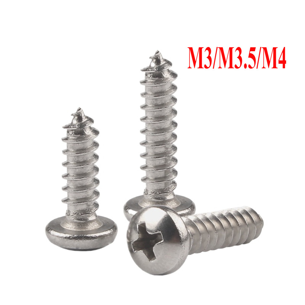 [YHM1] M3/M3.5/M4 สกรู เกลียวปล่อย สแตนเลส 304 หัวกลม หัวแพน แฉก P+ ปลายแหลม น็อต Pan Head ...