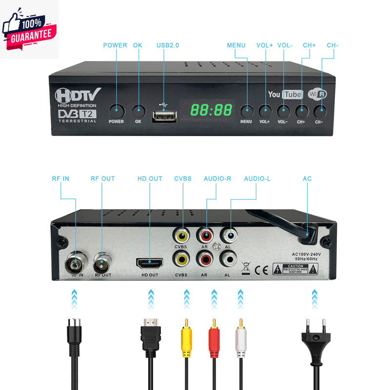 กล่องทีวีดิจิตอล HD TV DIGITAL DVB T2 DTV กล่องรัสัญญาณทีวีดิจิตอล ใช้ร่วมกัเสาอากาศทีวี ภาพสวย ...