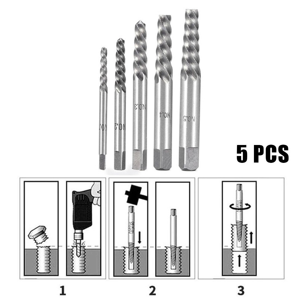 5 ชิ้นสกรู Extractors แตกเสียหายหัก Bolt Remover Extractor เครื่องมือ ...