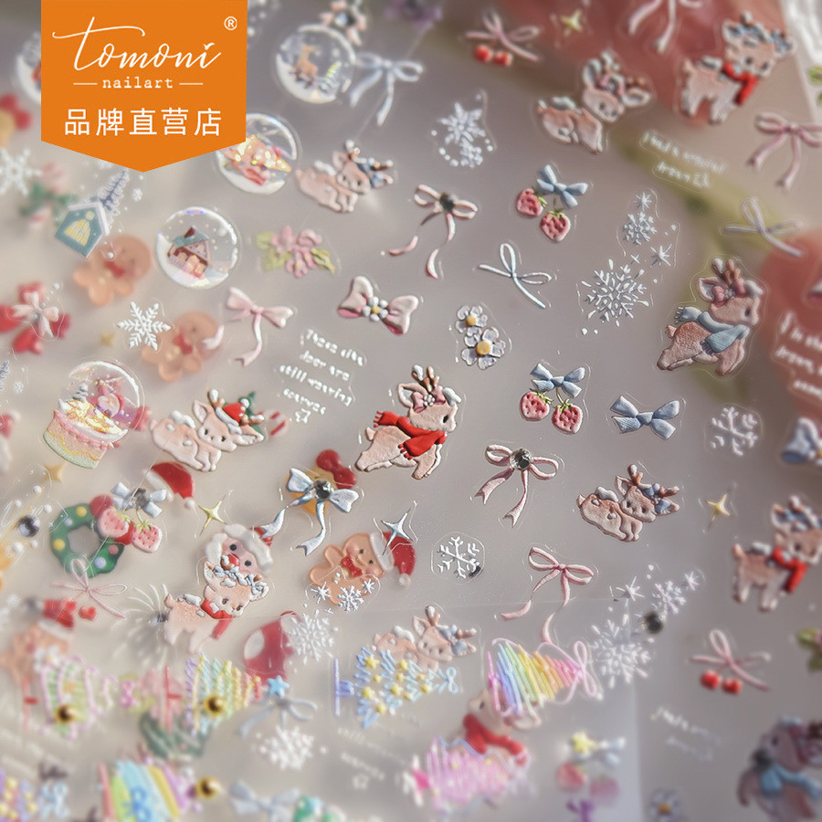 [Meow.sensei] Tomoni สติกเกอร์ทำเล็บเพชรคริสตัลเครื่องเขียนระเบิดสติกเกอร์เล็บมือถือสติกเกอร์ก ...