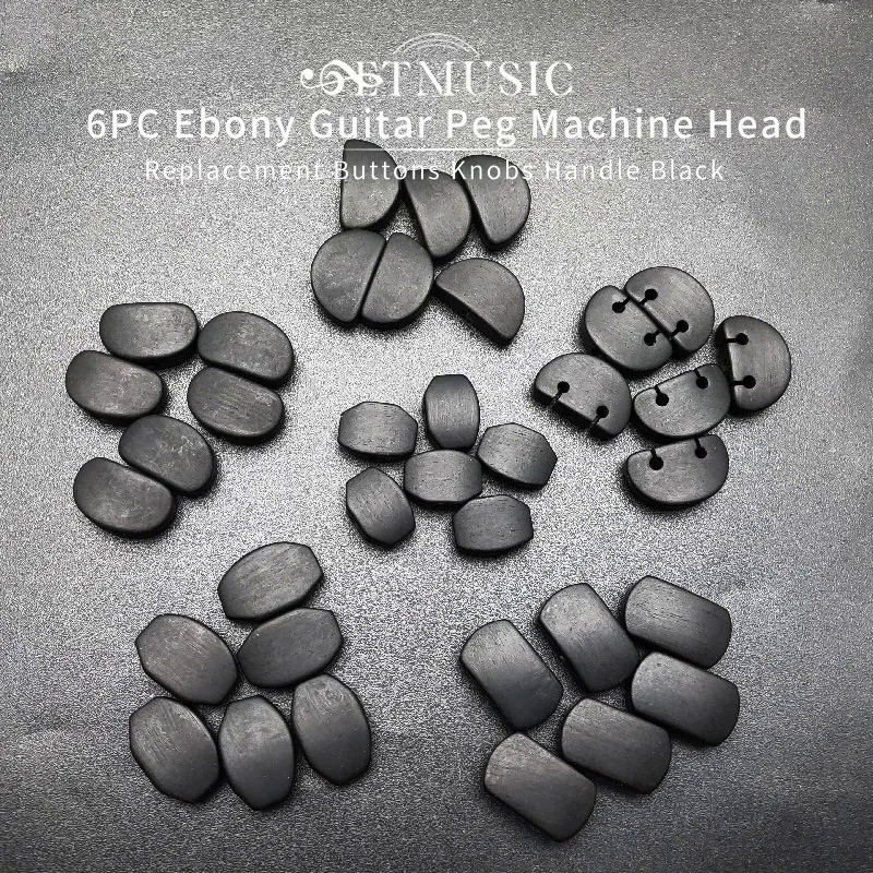 6Pcs Ebony Guitar Tuning Pegs Tuners Machine Heads Replacement Buttons ...