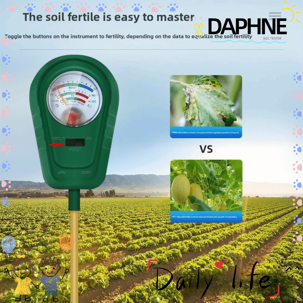 DAPHNE PH Meter เครื่องวัดความชื้น, ชุดทดสอบดิน 3in-1 แบบพกพาที่แม่นยํา ...