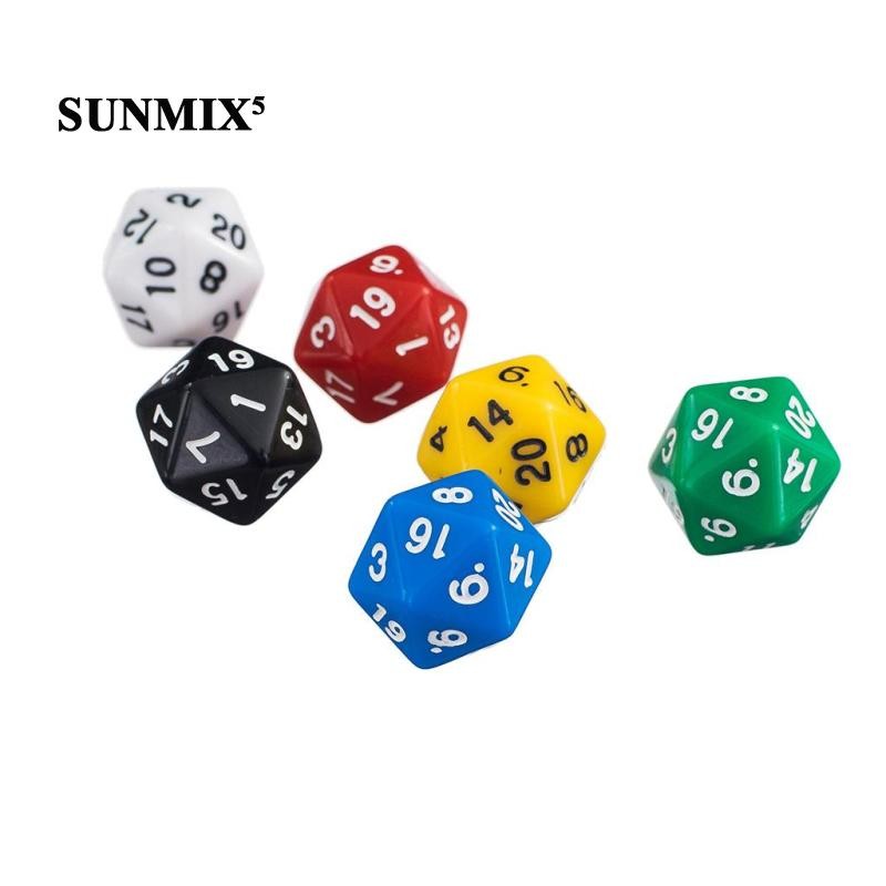 [กีฬาเทรนด์] 6 ชิ้น D20 Gaming Dice Twenty Sided Die RPG หกสีทึบแสง ...