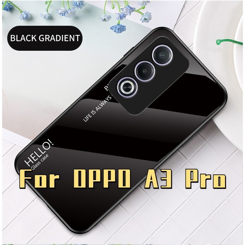ปลอกสําหรับ OPPO A3 Pro OPPOA3Pro A3Pro 5G Gradient สีกระจกนิรภัยเคสโทรศัพท์ป้องกันกันกระแทก ...