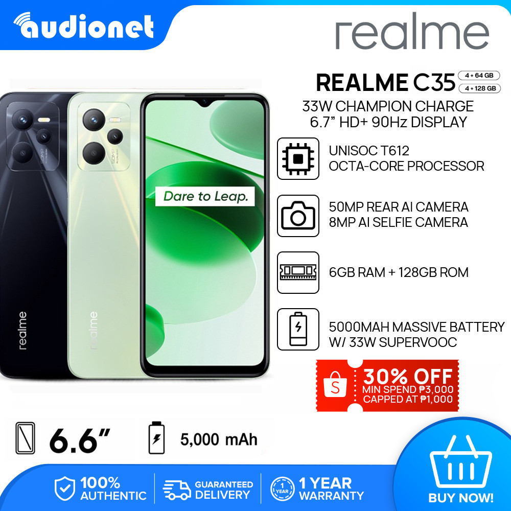 realme C35 phone 8GB หน้าจอ 90HZ 6.6" HD+True Bright Display แบตเตอรี่ ...