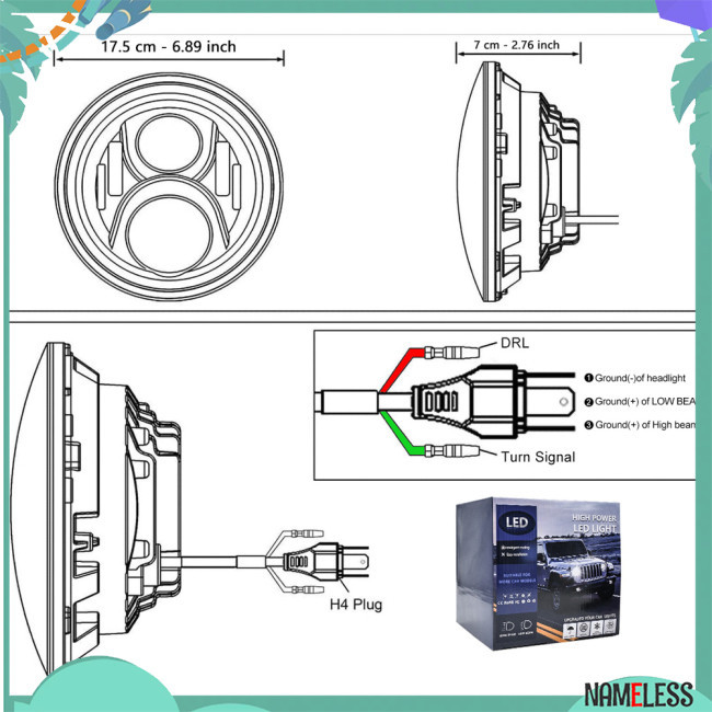 Namele 7 นิ้ว Y1 ไฟหน้า Led 10000LM Super Bright 3000K-6000K Off Road Work Light เปลี่ยน IP67 ...