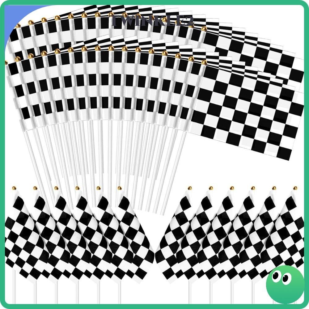Twinkle 5pcs Racing Stick Flag,ขนาดเล็กCheckeredสีดําและสีขาวHand Held ...