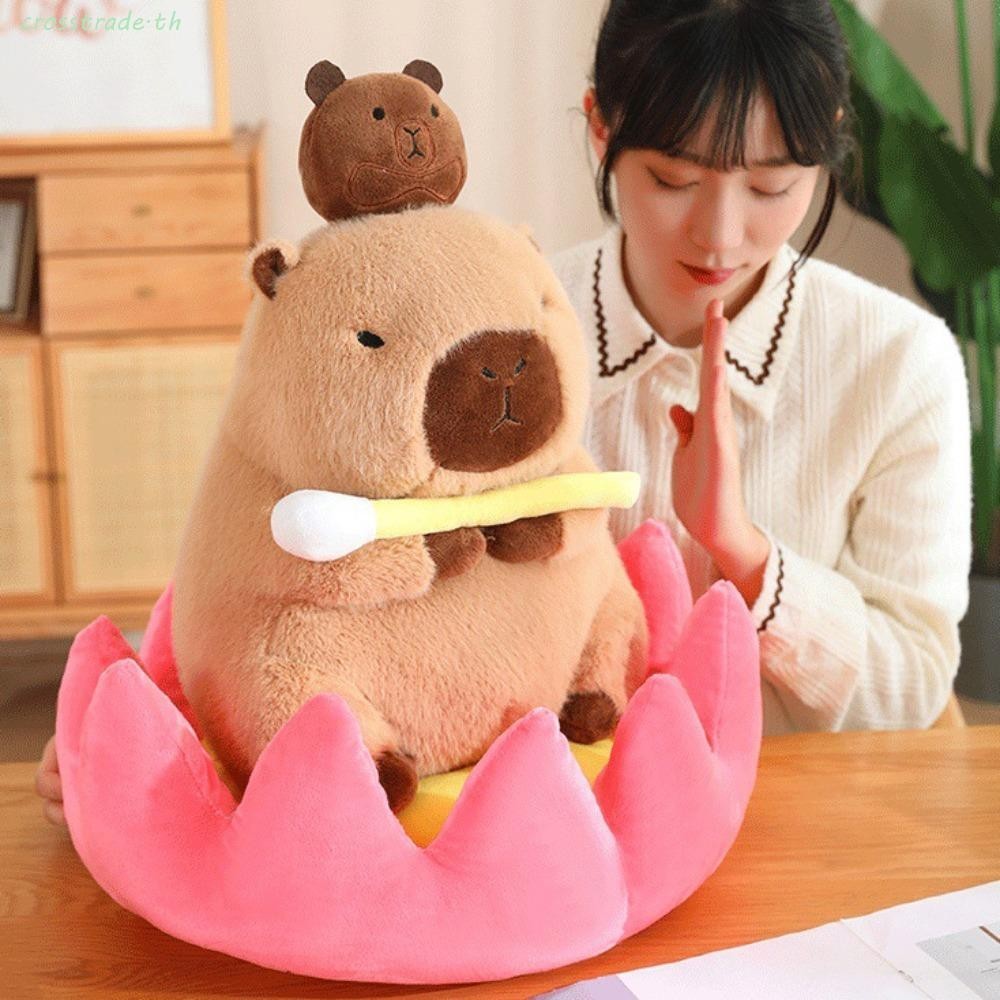 Crosstrade Plush Lotus Capybara Plush ของเล่น, Fluffy Soft Lotus ...