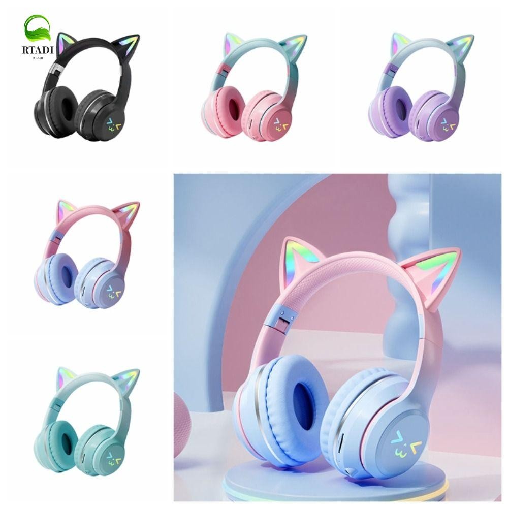 Rtadi หูแมวหูฟังบลูทูธ, ABS Cat Ear Gradient หูฟังไร้สาย,หูฟังไร้สาย ...