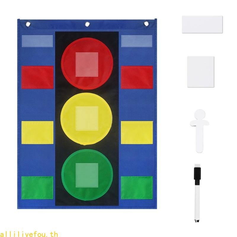 Live Stoplight แผนภูมิพ็อกเก็ตเด็ก Beahavior Chart กระเป๋า 5 การ์ดเปล่า ...