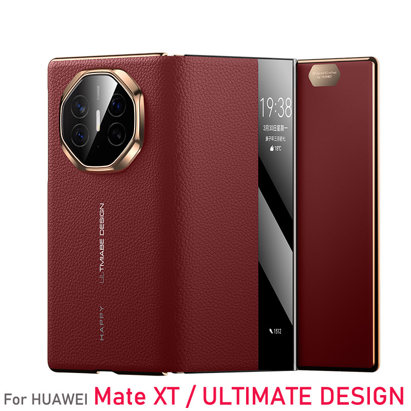 Casing Hard Cowhide Flip Style Case สําหรับ HUAWEI Mate XT Ultimate ...