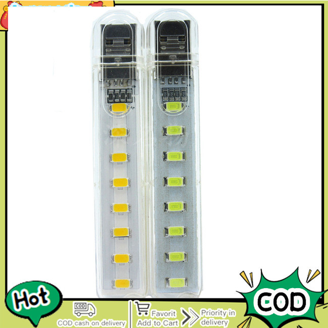Mini USB Power 8 LED Night Light แบบพกพา 5V โคมไฟอ่านหนังสือสําหรับ Power Bank คอมพิวเตอร์แล็ปท็ ...