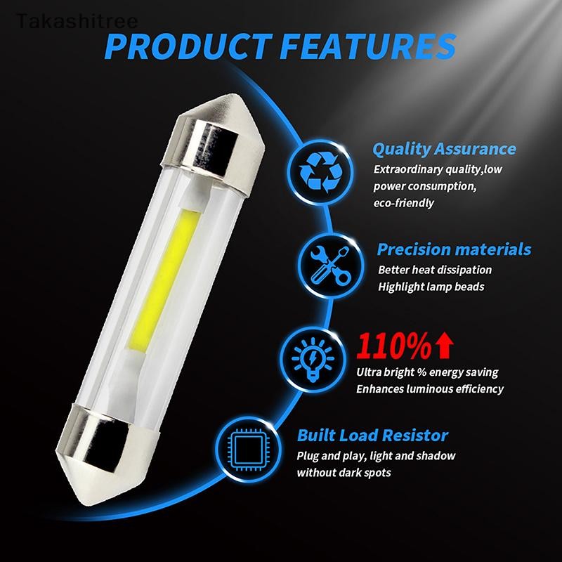 (Takashitree) ไฟอ่านหนังสือรถยนต์สีขาว C5W 31mm Festoon LED 36 39 41 MM SV8.5 C10W หลอดไฟโดม ...