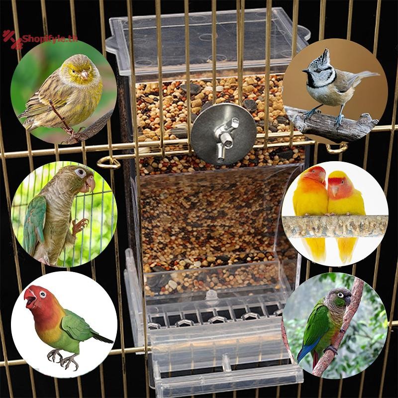 Shopifyle อัตโนมัติ Mess Bird Cage Feeder,อะคริลิคโปร่งใส Parrot Seed ...