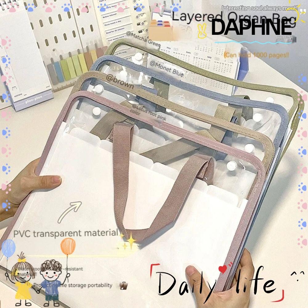 Daphne กระเป๋าออร์แกน, แฟ้ม A4 แบบพกพาแบบหนา, ที่ใส่กระดาษโปร่งใส PVC ...
