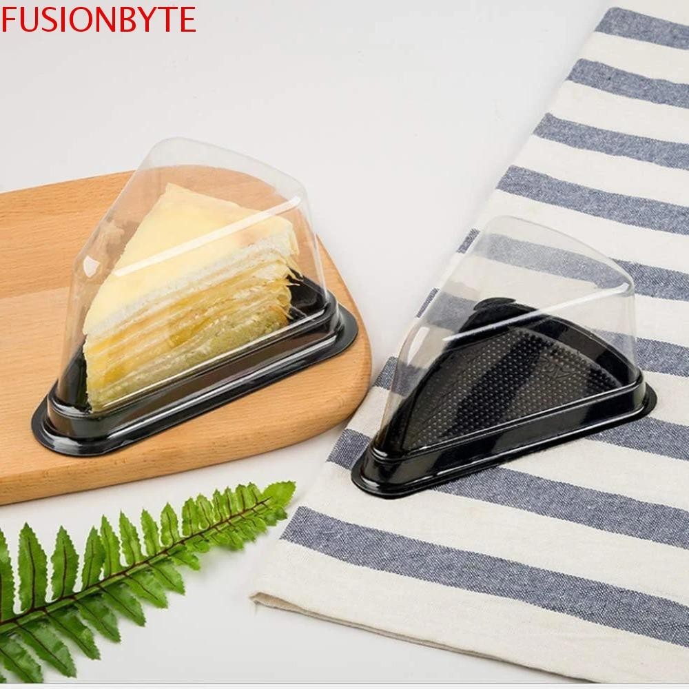 Fusionbyte 50 ชิ้นกล่องเค้ก,พลาสติกสามเหลี่ยมชีสเค้กกล่อง,ทนทานทิ้งฝาใส 6/8 ในภาชนะขนมร้านอาหาร ...