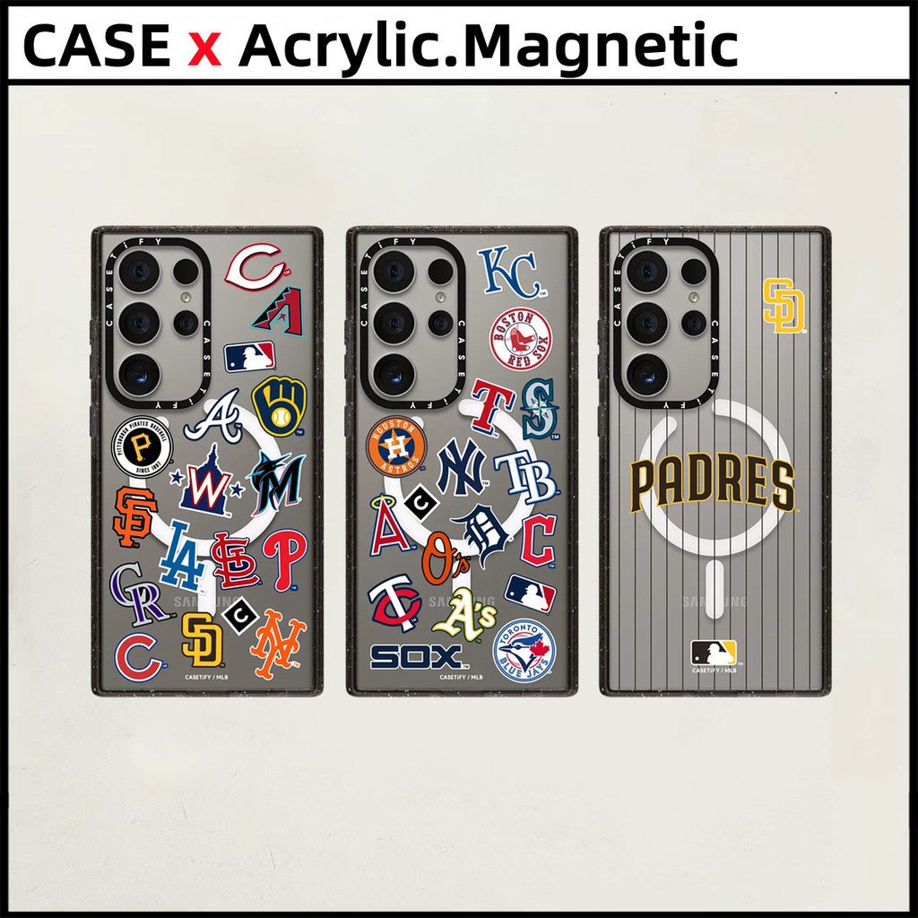 Samsung Galaxy S24 Ultra Plus S22 S23 Ultra เคสโทรศัพท์แกะสลัก CASETiFY MLBโลโก้ทีมเบสบอลเอฟเฟก ...