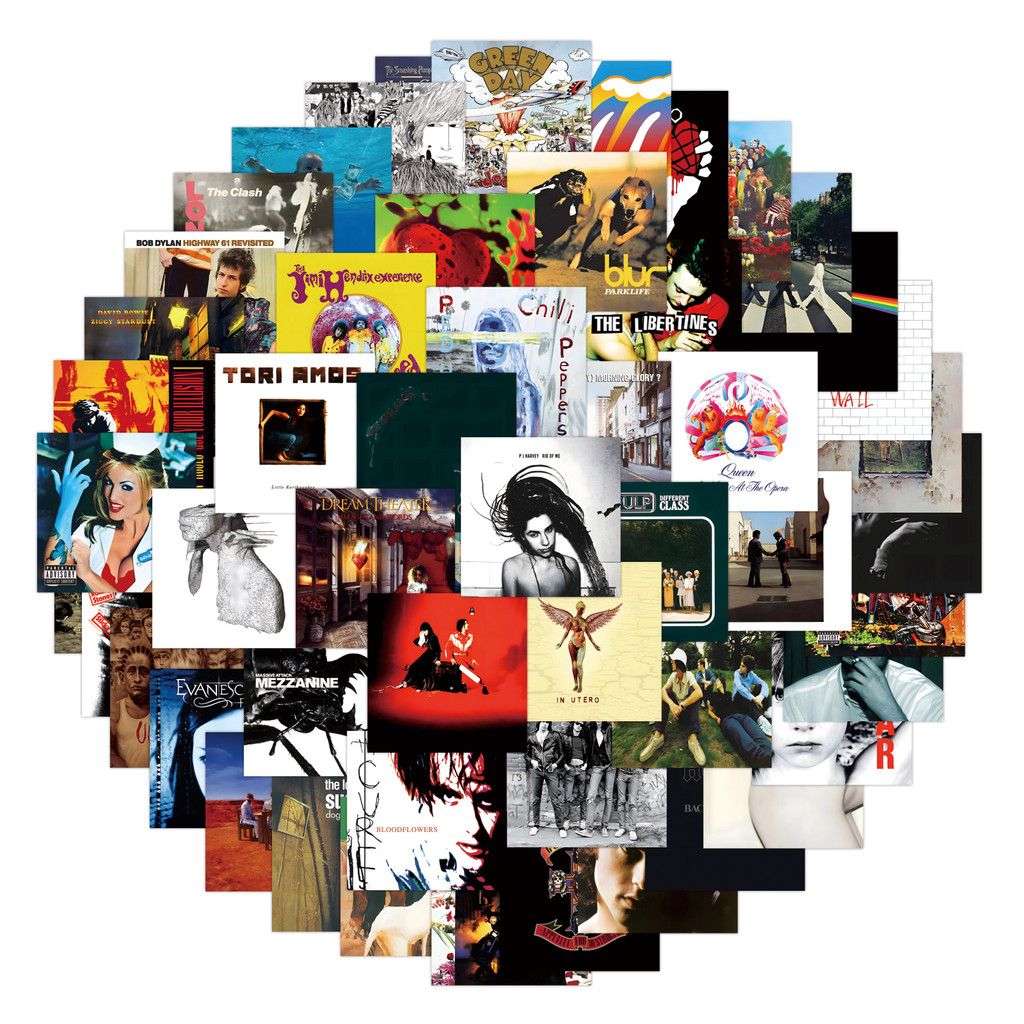 60 ชิ้น Classic Rock N Roll Records Cover สติ๊กเกอร์ PVC กันน้ํา ...