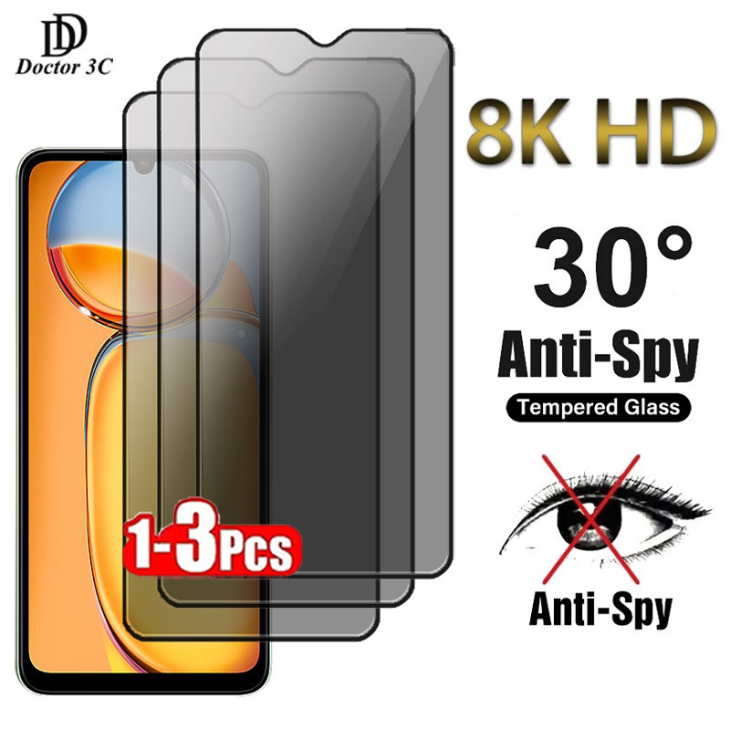 ฟิล์มกระจก เต็มจอ สำหรับ กันมองกันเสือก 9H รุ่น สำหรับ Redmi A3 14C 14R 13 13C 13R 12 12C 11A 10 ...