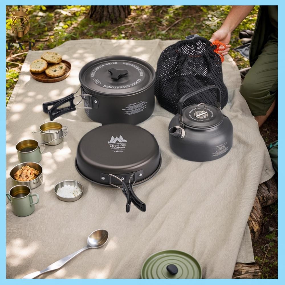 [explosion1.th] กรุงเทพฯ🚚3 ชิ้น/เซ็ต ชุดเครื่องครัวแคมป์ปิ้งพร้อมกาต้มน้ําหม้อทําอาหารสําหรับ ...