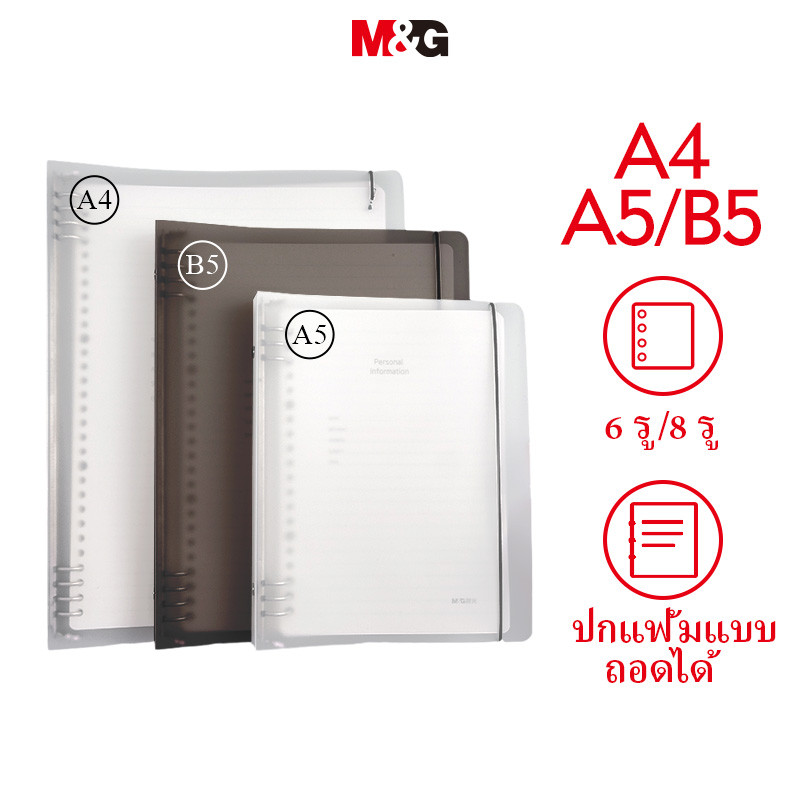 M&g A4/A5/B5 60 แผ่นโน้ตบุ๊คหลวมแบบเติมโน้ตบุ๊คหลวมใบหน้าด้านในสมุดงาน ...