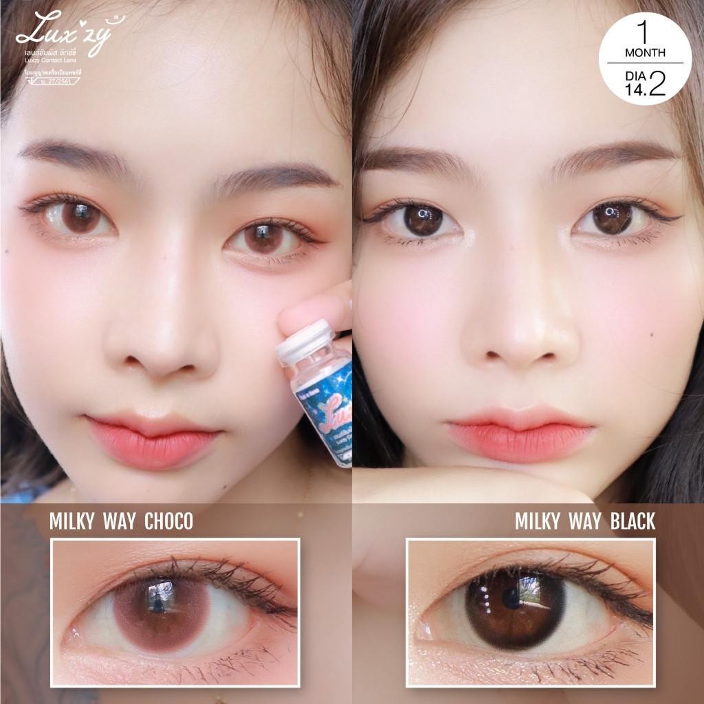 คอนแทคเลนส์[มินิ] Milky Way Choco / Black (Luxzylens) ☁️ มี อย.ไทย | Shopee Thailand