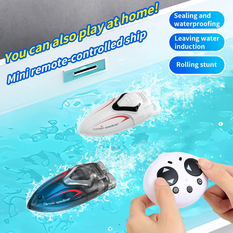 Black White Mini Handheld Remote Control Boat Child Waterproof RC ...