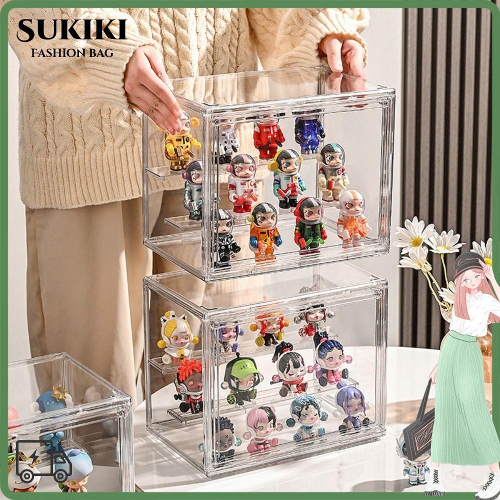 Sukiki กล่องแสดง, 3 ชั้นพลาสติก Action Figure Organizer,ที่ถอดออกได้ ...