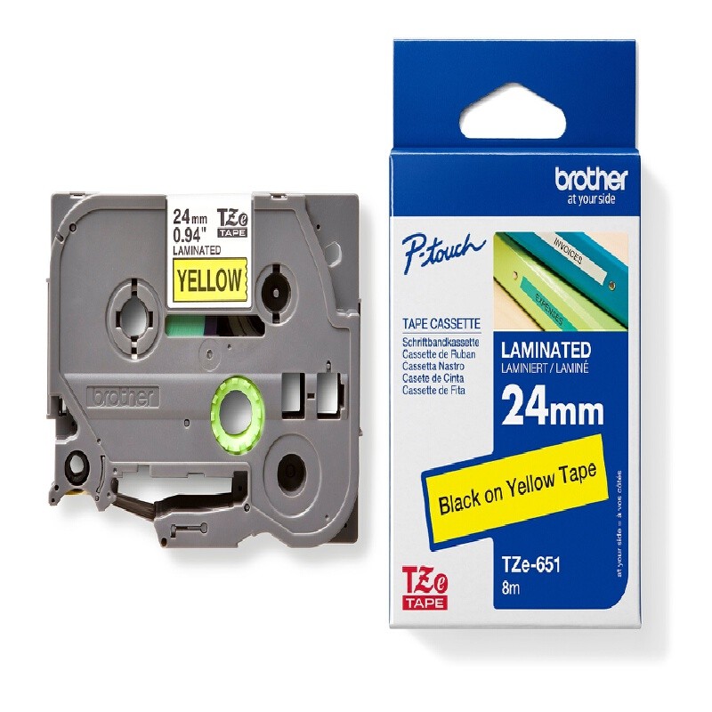 BROTHER เทปพิมพ์อักษร (Tape Pump) รุ่น TZE-651 24 มม. สีดำพื้นเหลือง ...