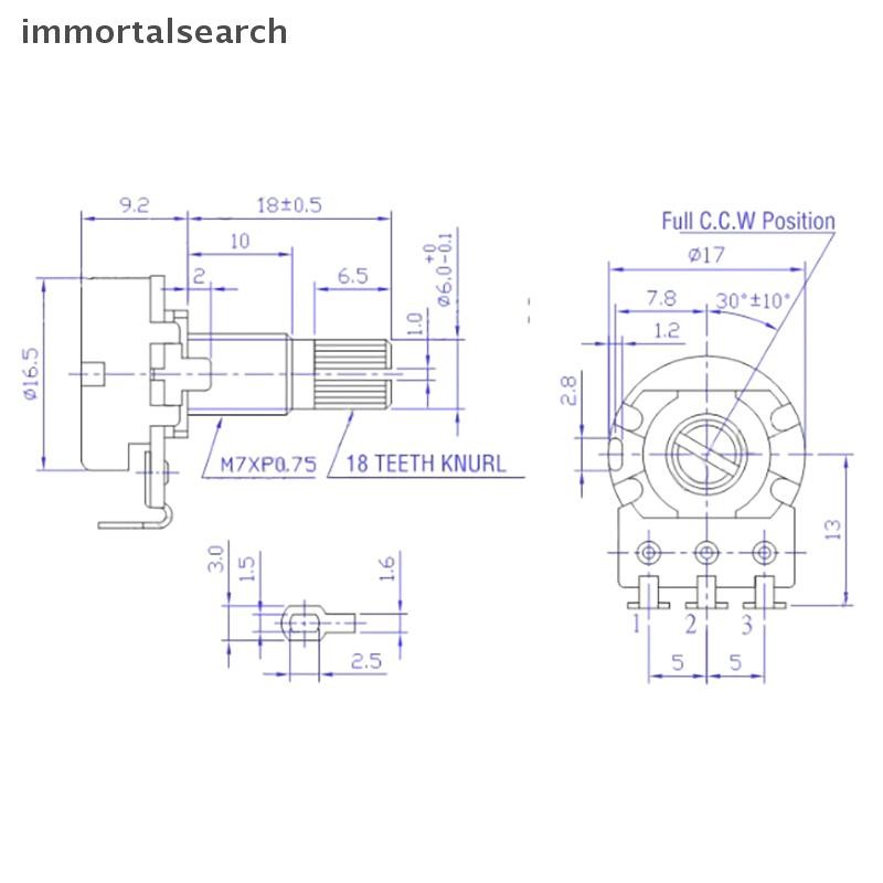 IMMO A500K B500K A250K B250K A50K B50K A25K B25K Potentiometer Splined ...