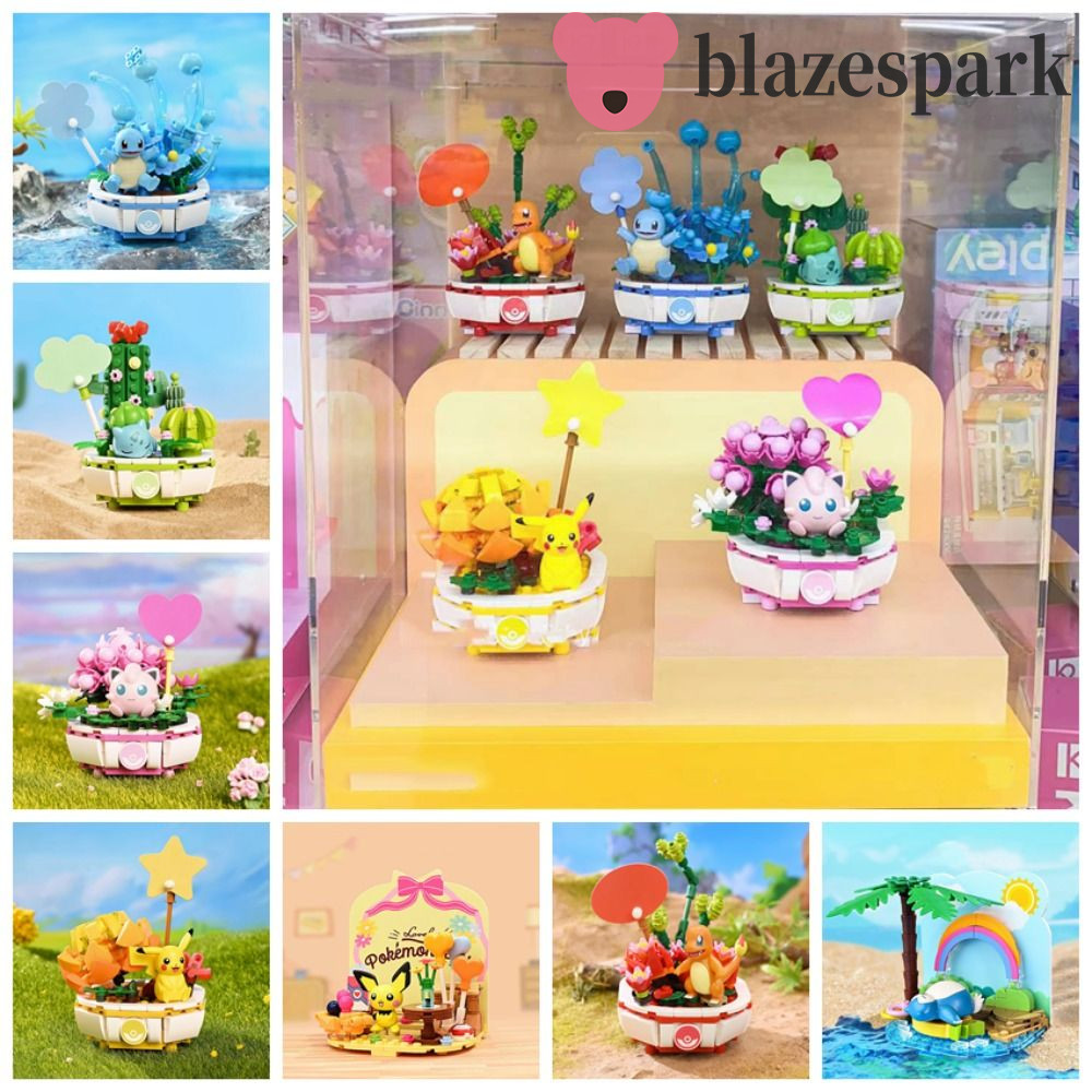 BLAZESPARK Pokemon Building Block, Charmander ของเล่น Pikachu พืชกระถางดอกไม้อิฐ, ของเล่นอิฐ ...
