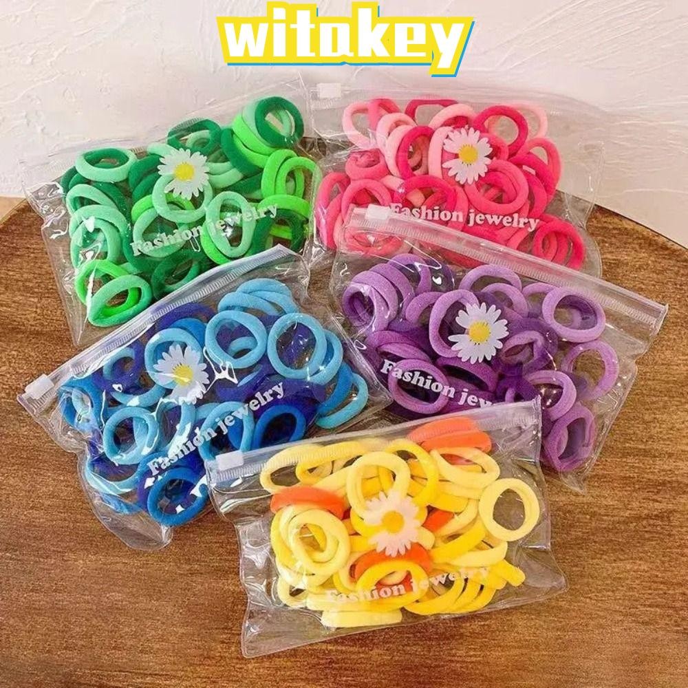 WITAKEY 50 ชิ้น/เซ็ต เชือกผม Scrunchie ลายสีหลากหลาย ยืดหยุ่นและแฟชั่นสำหรับผู้หญิง | Shopee ...
