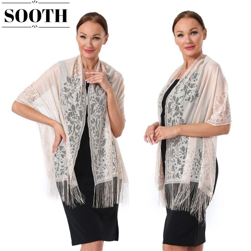 SOOTH ชุดราตรียาว พร้อมพู่ผ้า Tulle และผ้าคลุมไหล่ลายลูกไม้ สำหรับงาน ...